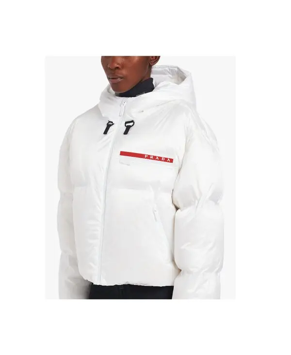 Prada Cropped Technical Re-nylon Down Jacket With Hood