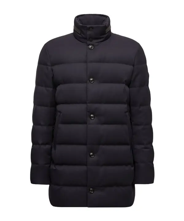 Moncler Vallon Pierre Hooded Wool Long Down Jacket