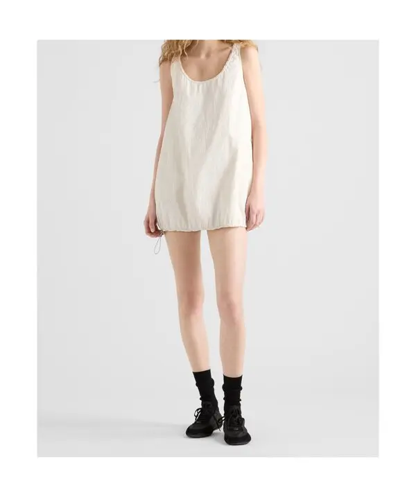 Prada Sleeveless Technical Pongé Mini-dress - Ivory