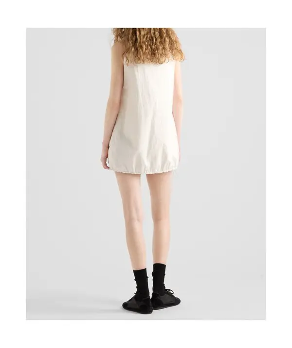 Prada Sleeveless Technical Pongé Mini-dress - Ivory