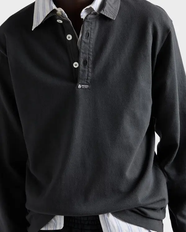Prada Long-sleeved Cotton Polo Shirt