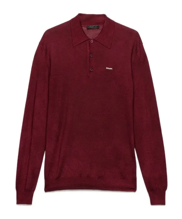 Prada Wool And Silk Polo Sweater - Wine Red
