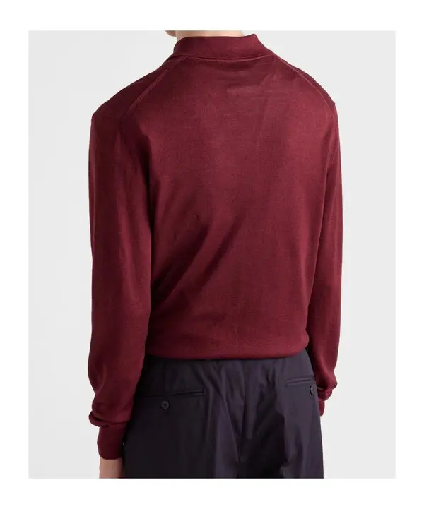 Prada Wool And Silk Polo Sweater - Wine Red