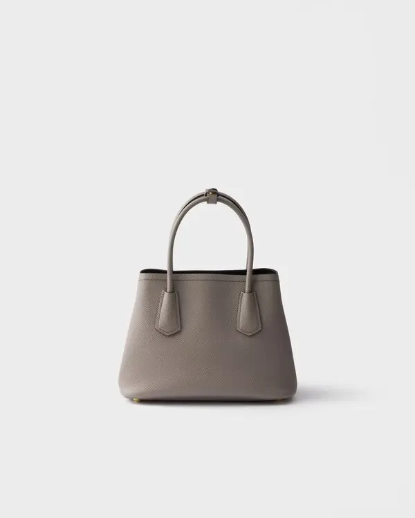 Prada Double Small Saffiano Leather Bag - Mud Gray/black