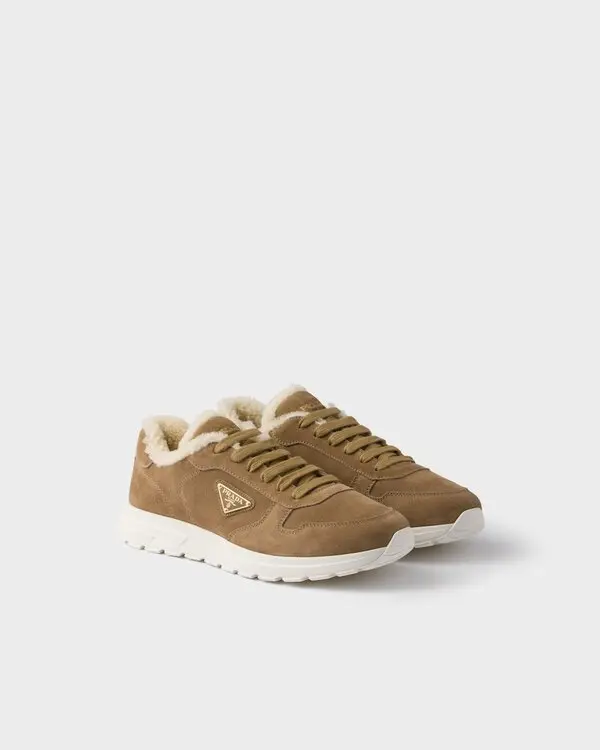 Prada Suede Sneakers With Embossed Texture