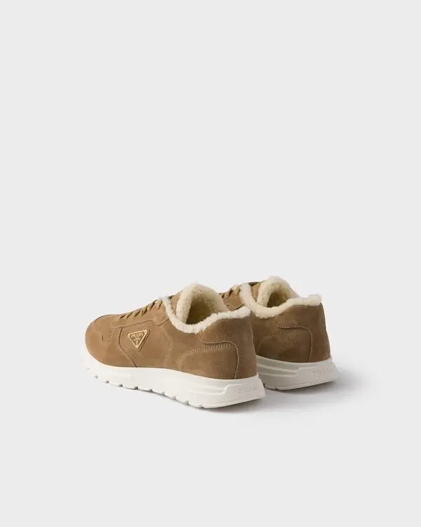 Prada Suede Sneakers With Embossed Texture