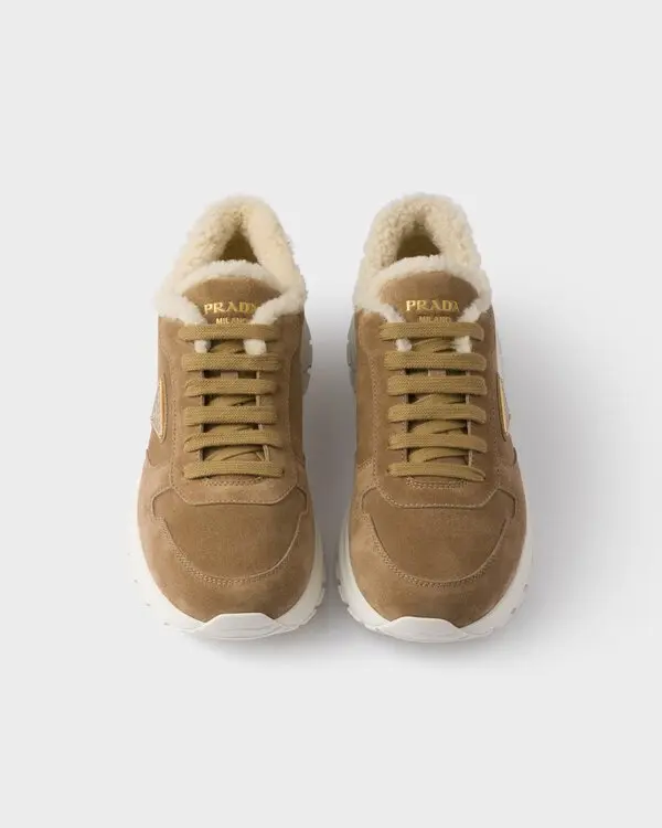 Prada Suede Sneakers With Embossed Texture