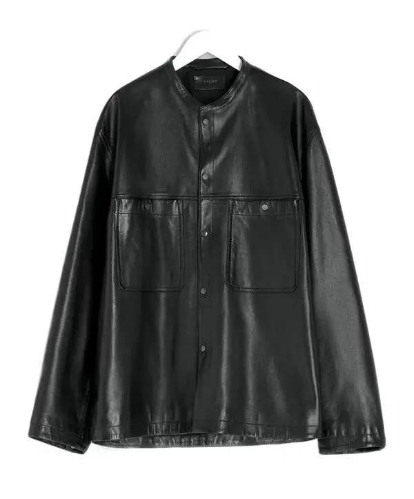 LEMAIRE Snap-closure Patch-pocket Leather Overshirt