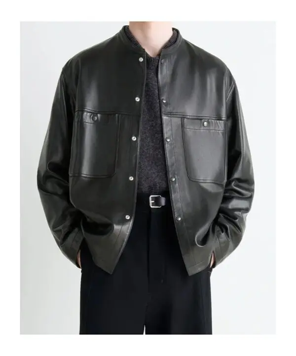 LEMAIRE Snap-closure Patch-pocket Leather Overshirt