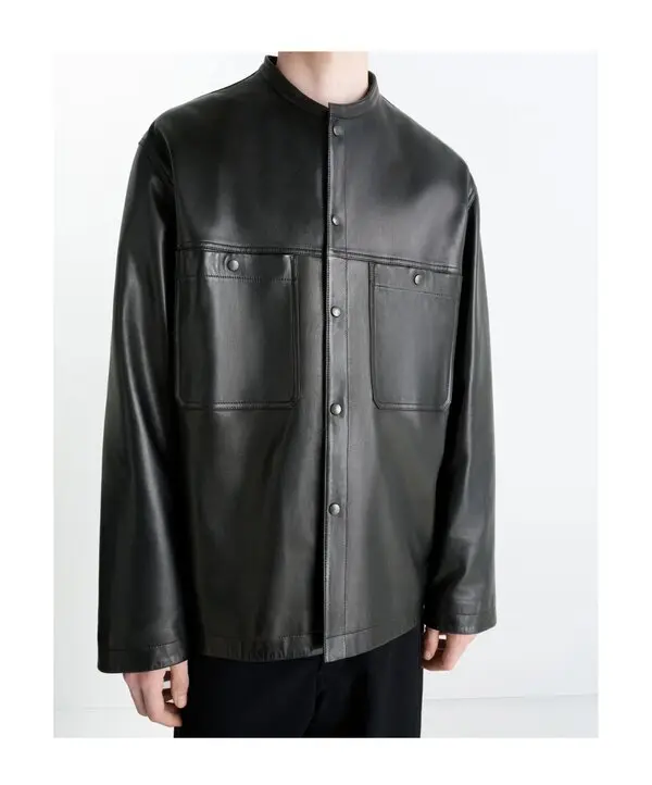 LEMAIRE Snap-closure Patch-pocket Leather Overshirt