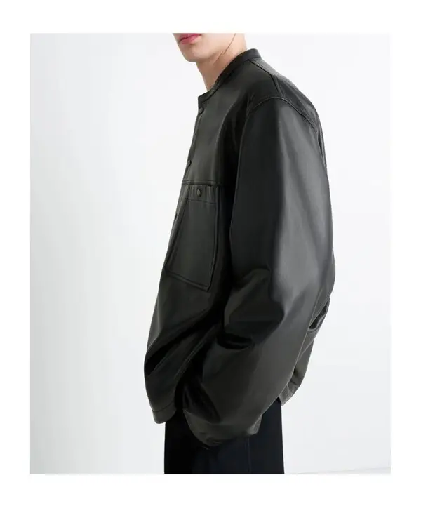 LEMAIRE Snap-closure Patch-pocket Leather Overshirt