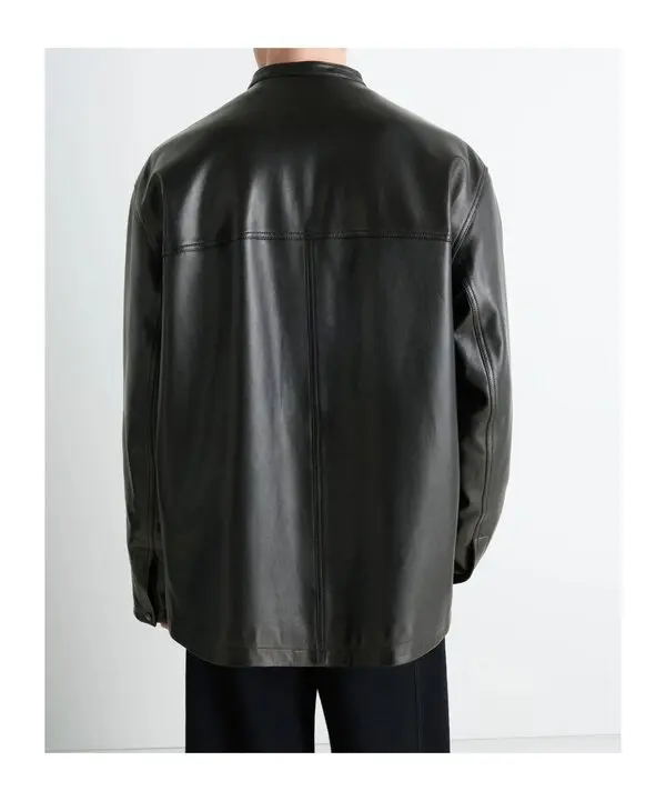 LEMAIRE Snap-closure Patch-pocket Leather Overshirt