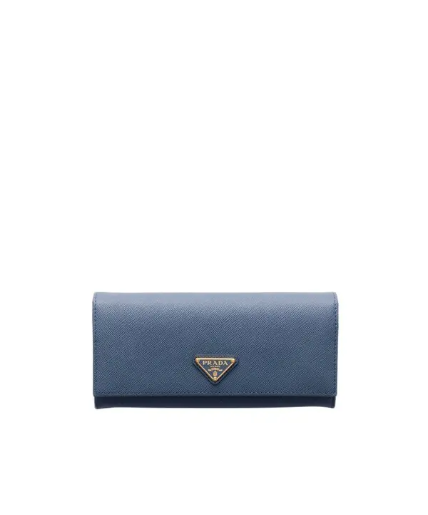Prada Large Saffiano Leather Wallet - Aviation Blue