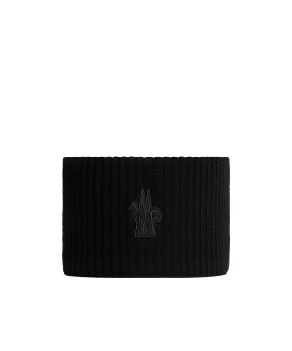 Moncler Wool Ribbed Headband With Logo Detail - Black