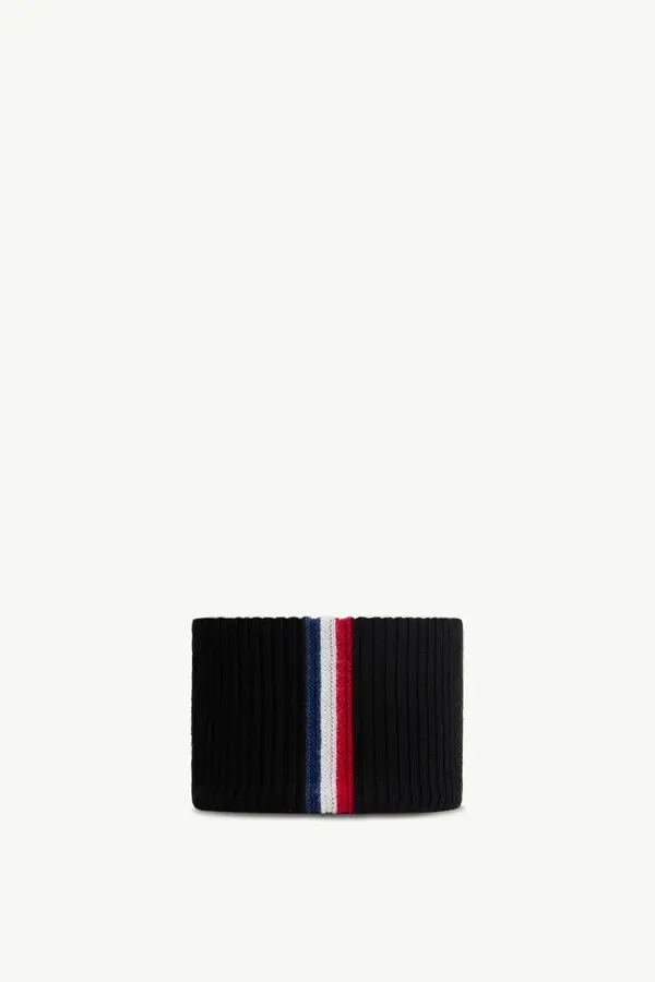 Moncler Wool Ribbed Headband With Logo Detail - Black