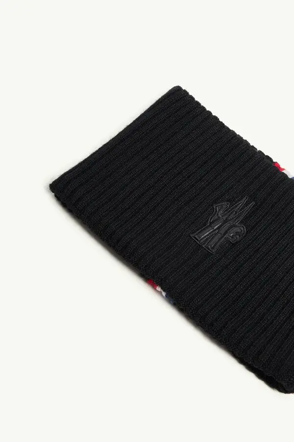 Moncler Wool Ribbed Headband With Logo Detail - Black