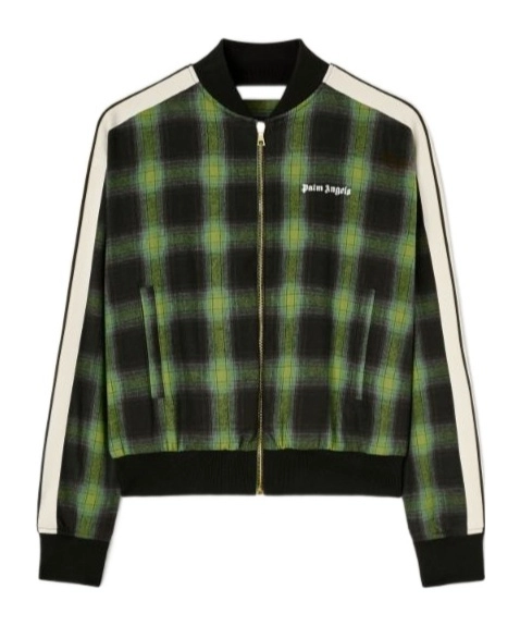 Palm Angels Plaid Bomber Jacket With Logo Embroidery