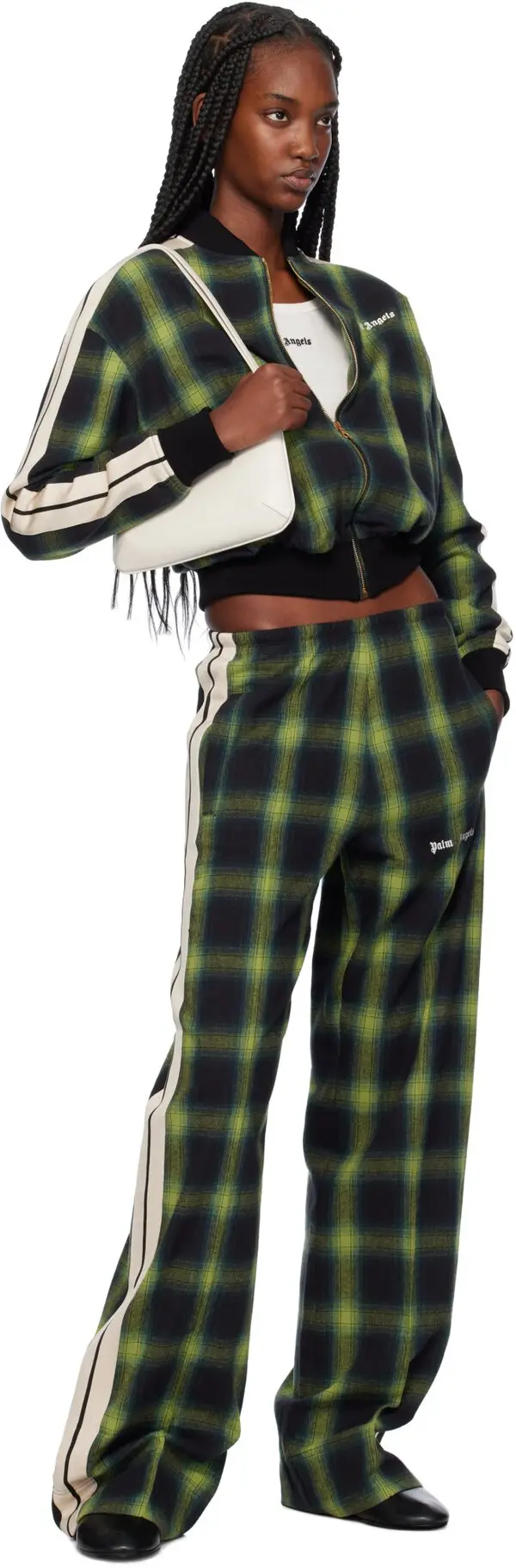 Palm Angels Plaid Bomber Jacket With Logo Embroidery