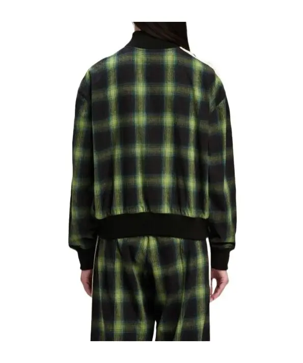 Palm Angels Plaid Bomber Jacket With Logo Embroidery