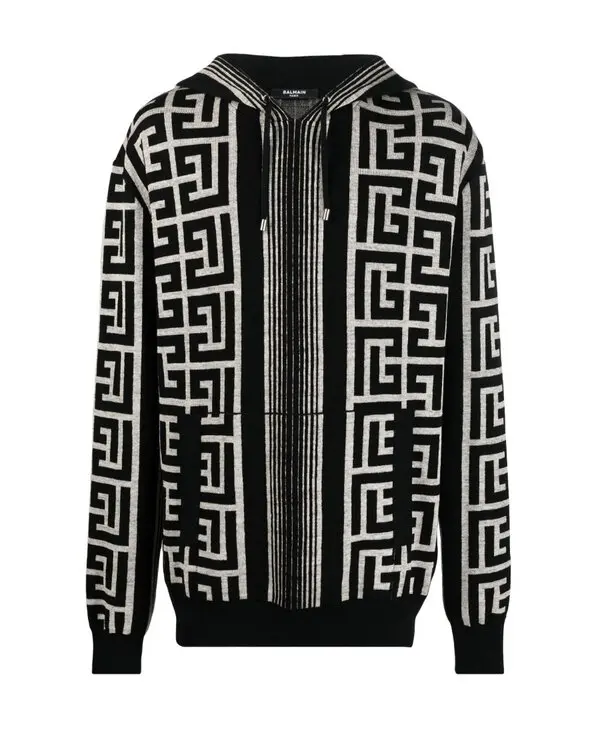 Balmain Maxi Monogram Drawstring Hoodie