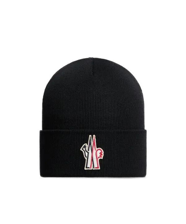 Moncler Logo Wool Beanie - Black