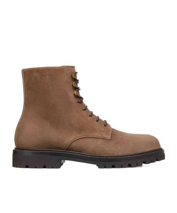 Brunello Cucinelli Lace-up Suede Ankle Boots - Brown