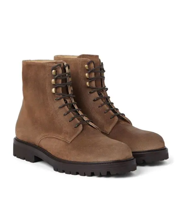 Brunello Cucinelli Lace-up Suede Ankle Boots - Brown