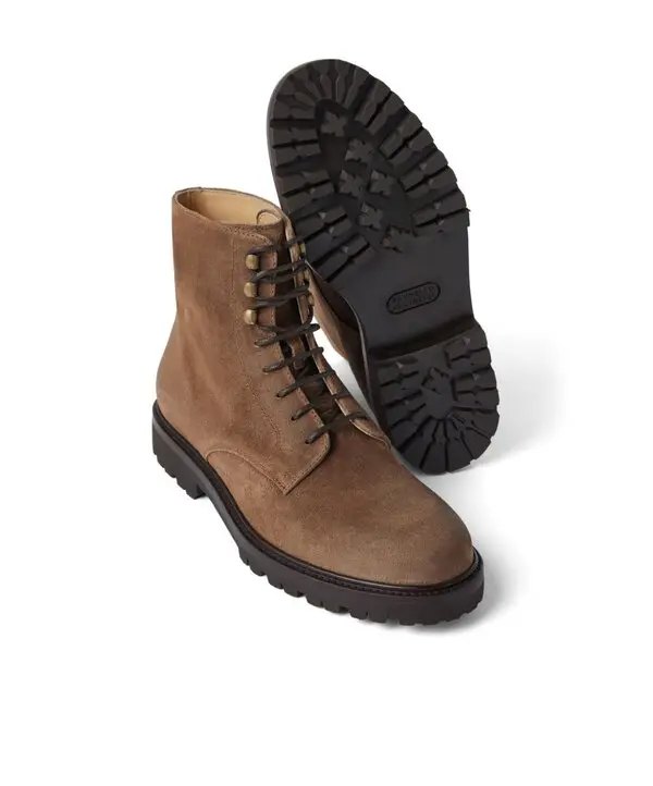 Brunello Cucinelli Lace-up Suede Ankle Boots - Brown
