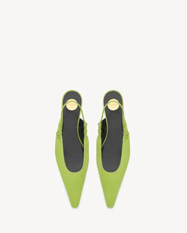 Saint Laurent Anne-marie Slingback Flats - Lime