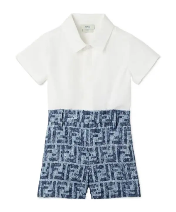 Fendi Baby Playsuit With Ff Logo Print