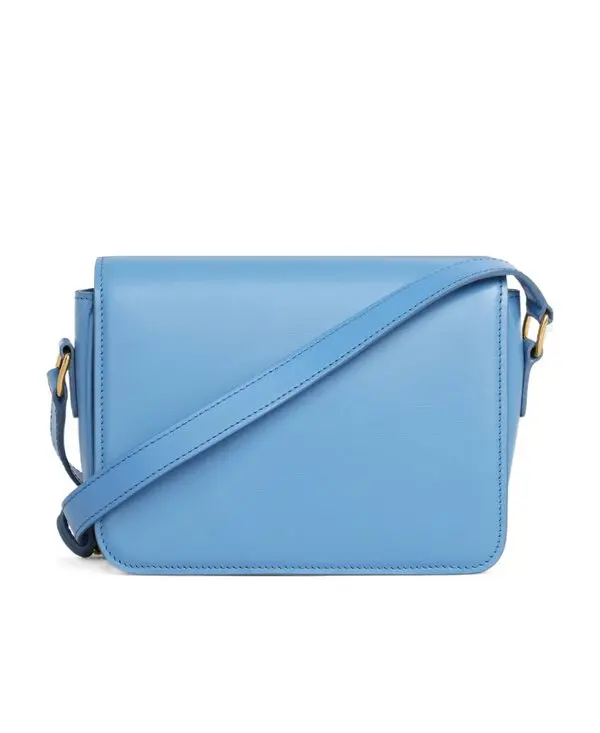 Celine Teen Triomphe Bag In Shiny Calfskin - Blue