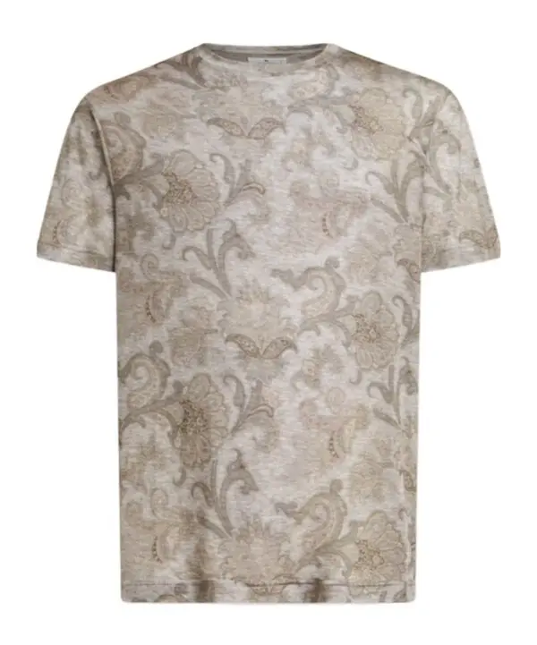 Etro Paisley-printed Crewneck T-shirt - Grey