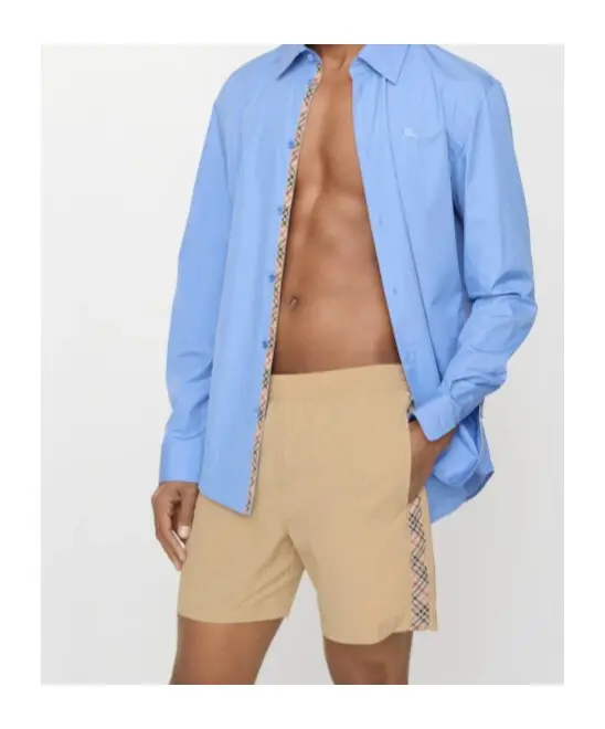 Burberry Check-stripe Swim Shorts