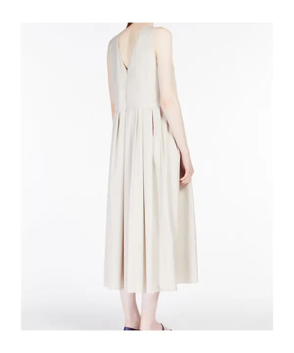Max Mara Moira Sleeveless Halterneck Dress With Pleated Skirt - True Color