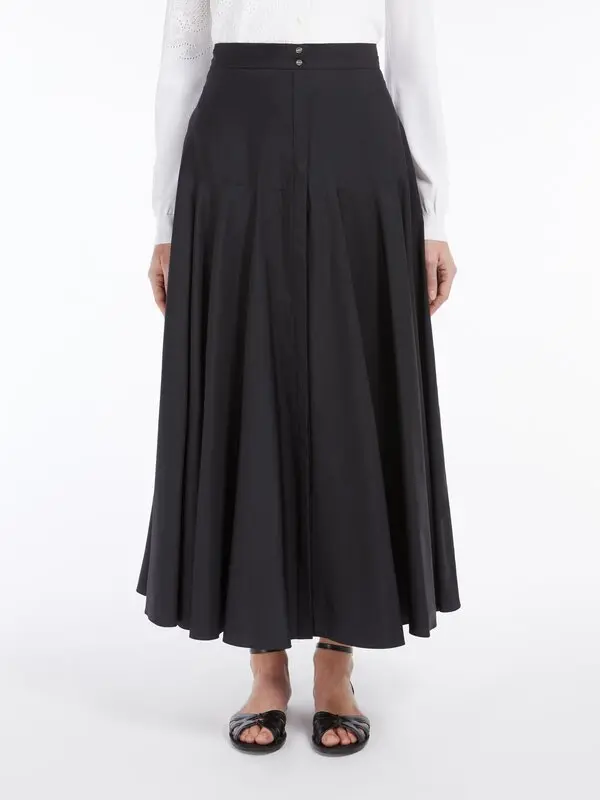 Max Mara Oxiria Pleated Cotton Poplin Skirt