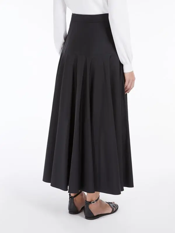 Max Mara Oxiria Pleated Cotton Poplin Skirt