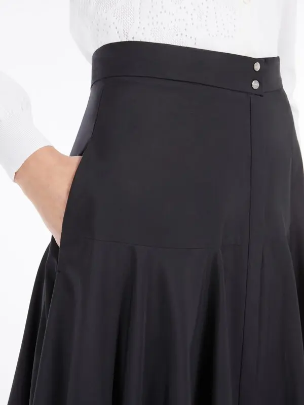 Max Mara Oxiria Pleated Cotton Poplin Skirt