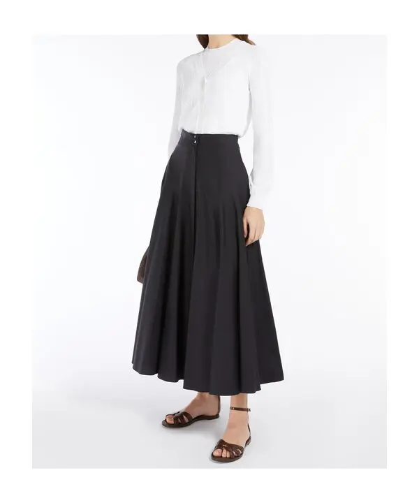 Max Mara Oxiria Pleated Cotton Poplin Skirt