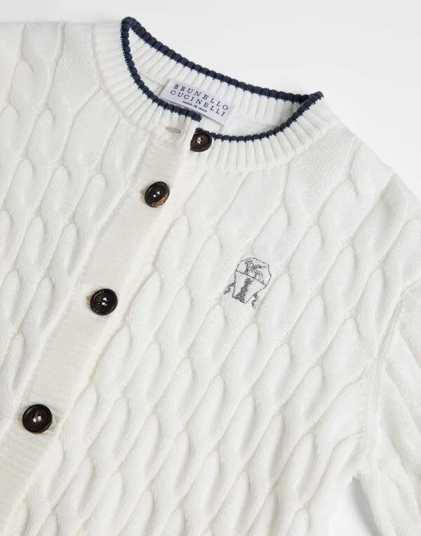 Brunello Cucinelli Cotton Cardigan With Ribbed Knit