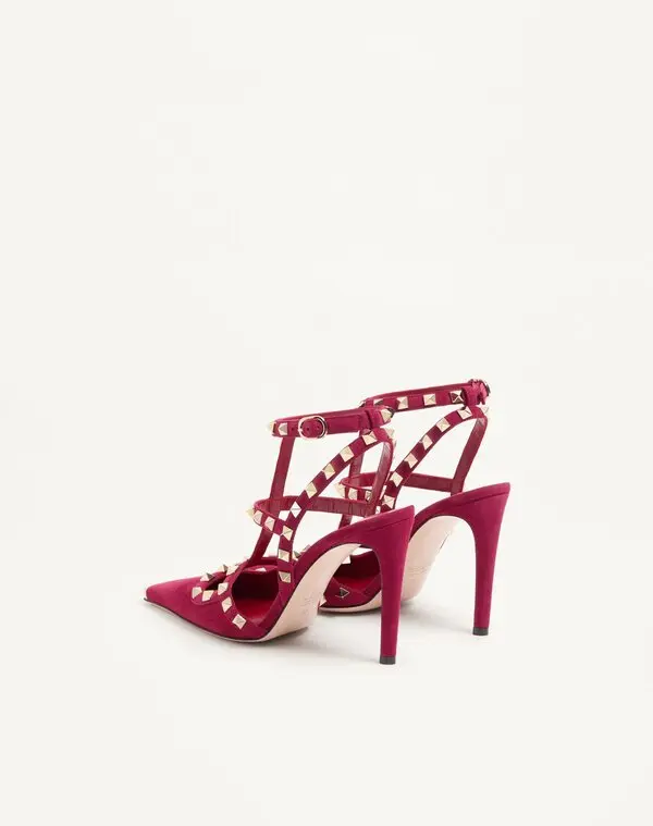 Valentino Garavani Rockstud Suede Pumps 100mm - Red