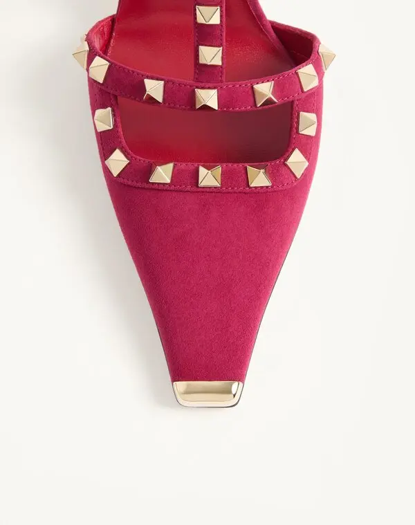 Valentino Garavani Rockstud Suede Pumps 100mm - Red