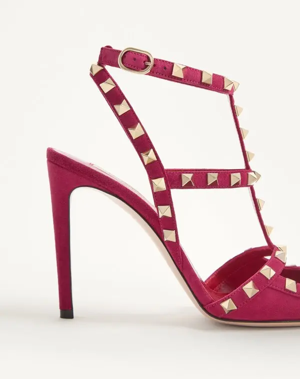 Valentino Garavani Rockstud Suede Pumps 100mm - Red