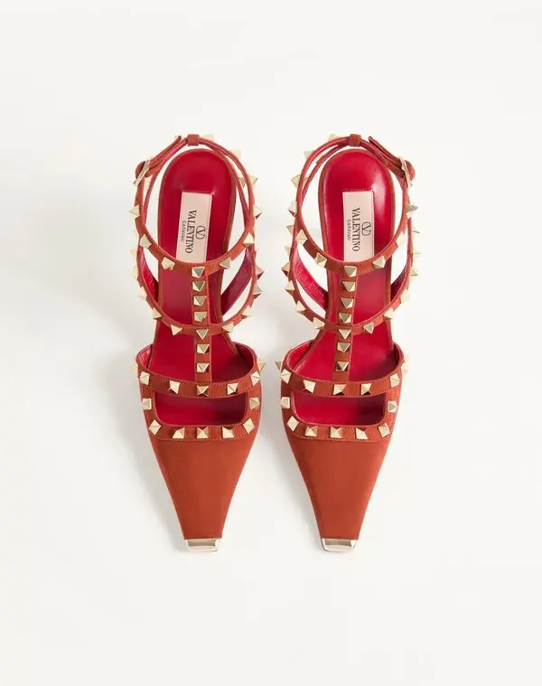 Valentino Garavani Rockstud Suede Pumps 100mm - Brown
