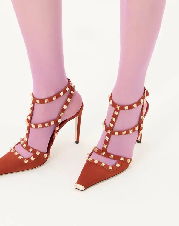 Valentino Garavani Rockstud Suede Pumps 100mm - Brown