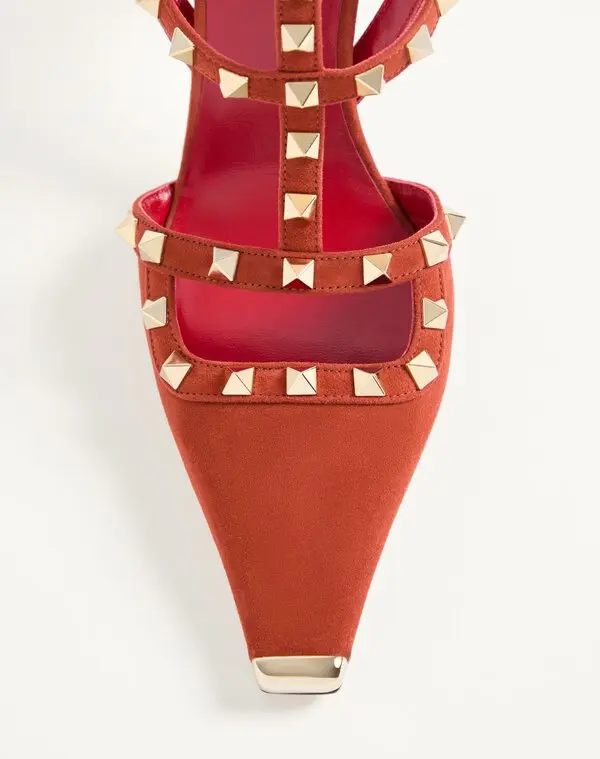 Valentino Garavani Rockstud Suede Pumps 100mm - Brown