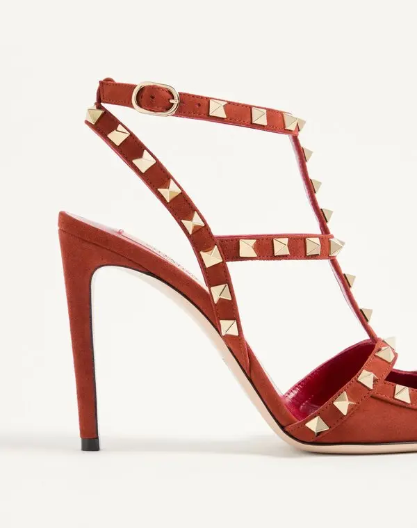 Valentino Garavani Rockstud Suede Pumps 100mm - Brown