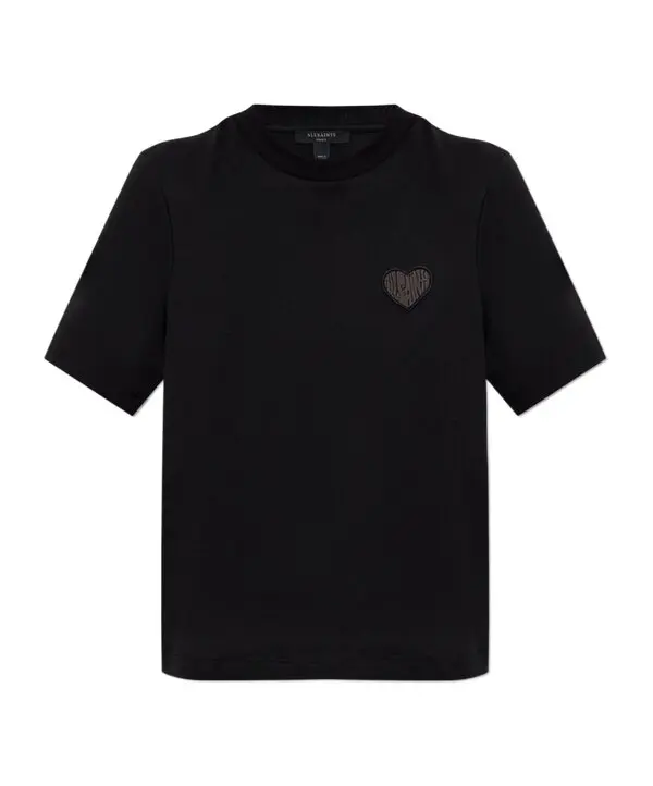 ALLSAINTS Embroidered Heart Detail Casual Top - Black