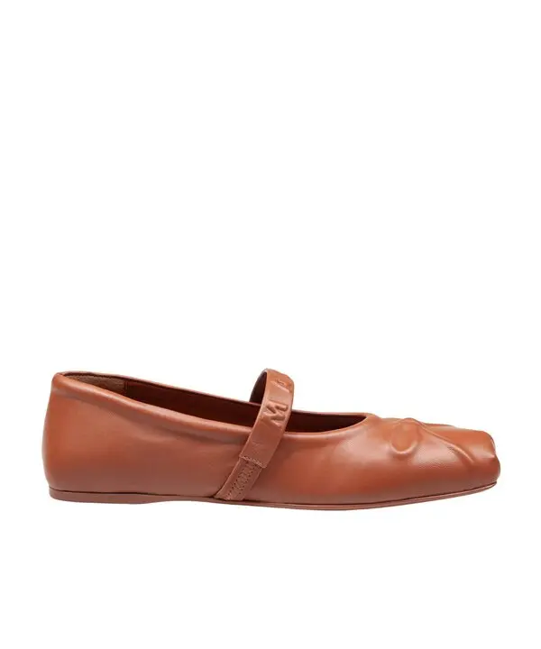 Marni Logo Embossed Ballet Flats - Brown