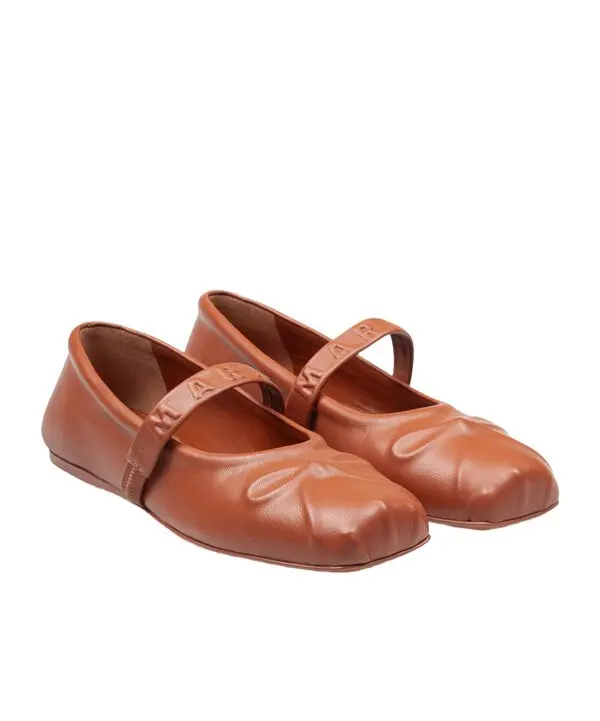 Marni Logo Embossed Ballet Flats - Brown