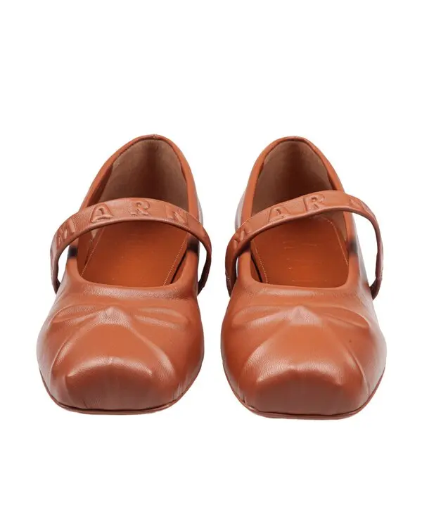 Marni Logo Embossed Ballet Flats - Brown